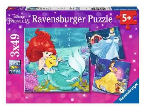 Disney Princesses Adventure 3 X 49 pc Ravensburger Puzzles 09350 — Busy ...